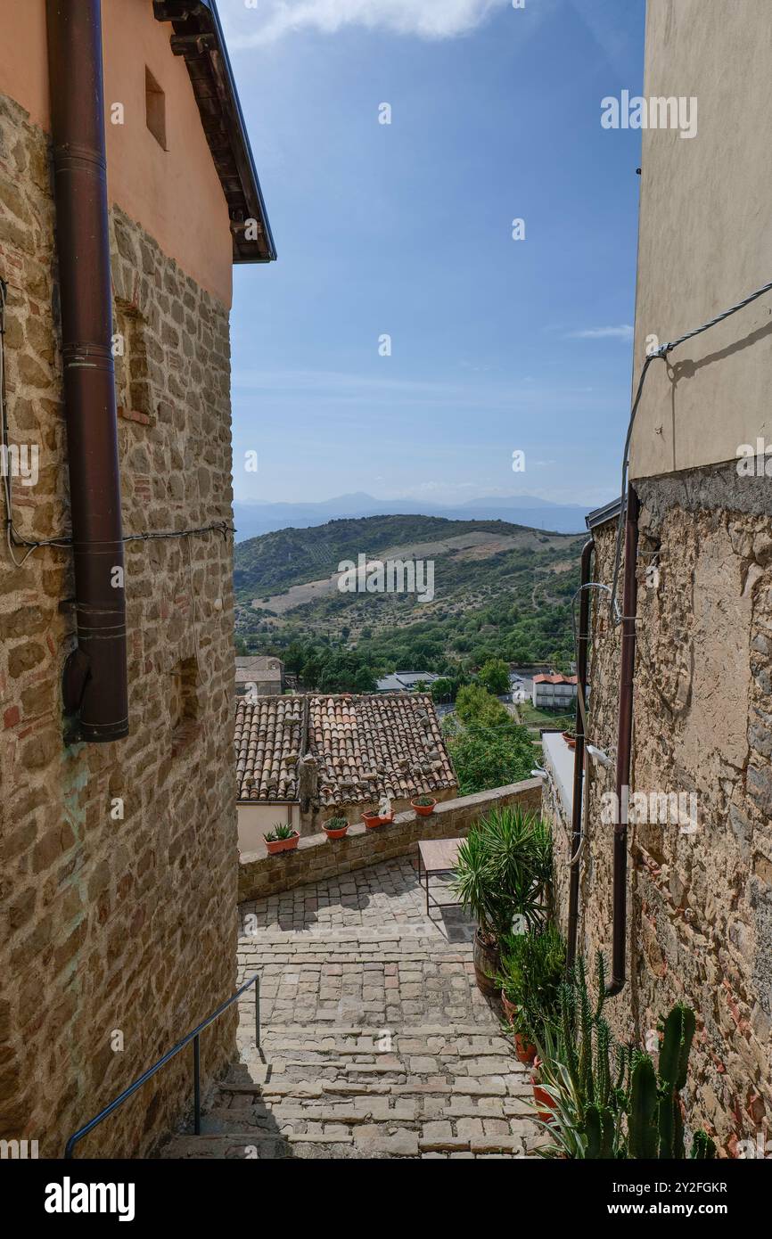 A street in Colobraro, a village in the Basilicata region of Italy ...