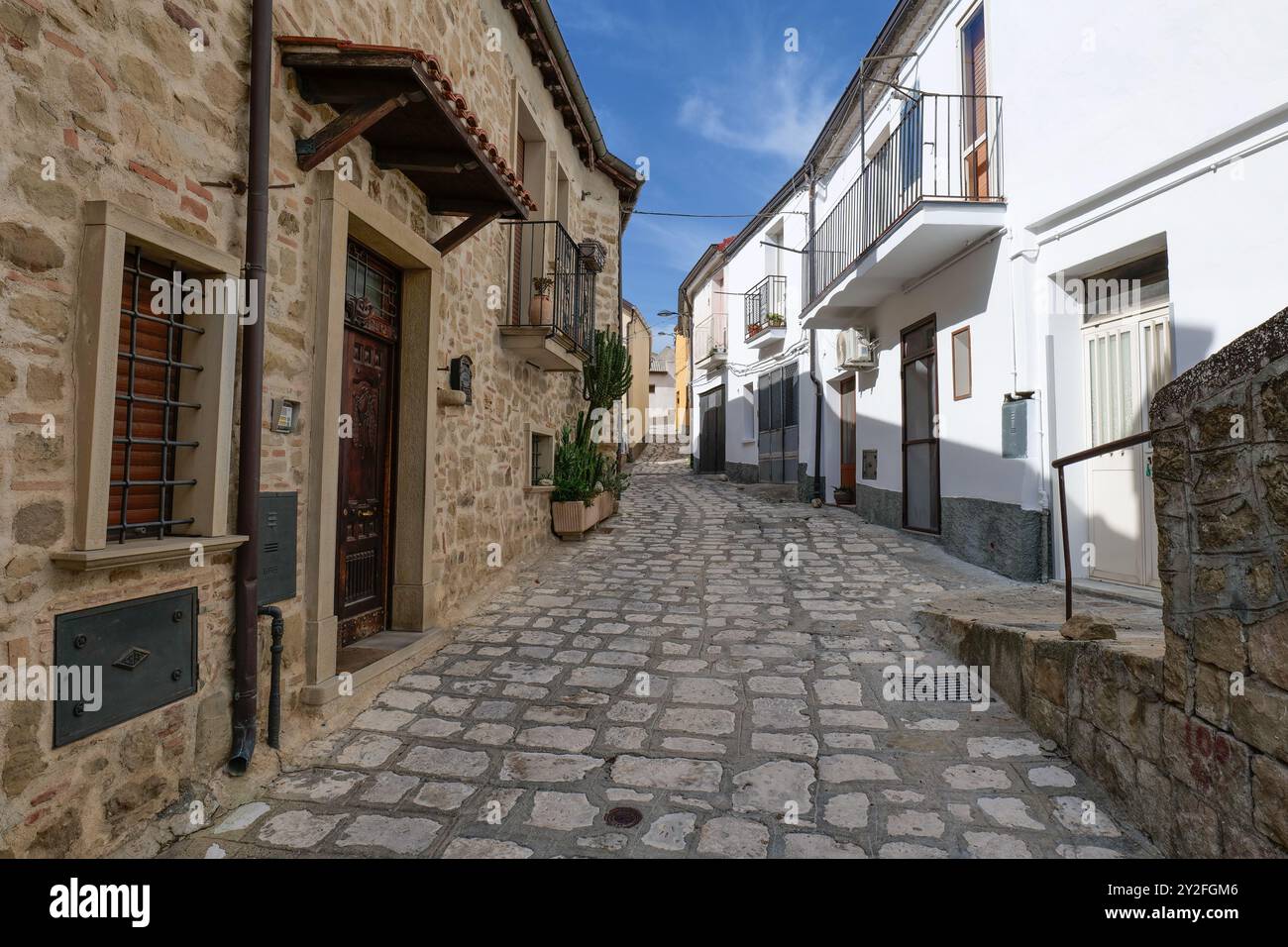 A street in Colobraro, a village in the Basilicata region of Italy ...