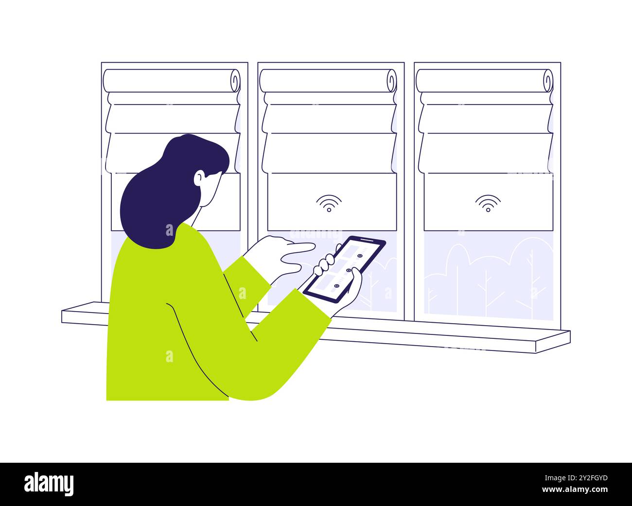 Smart window coverings abstract concept vector illustration Stock ...