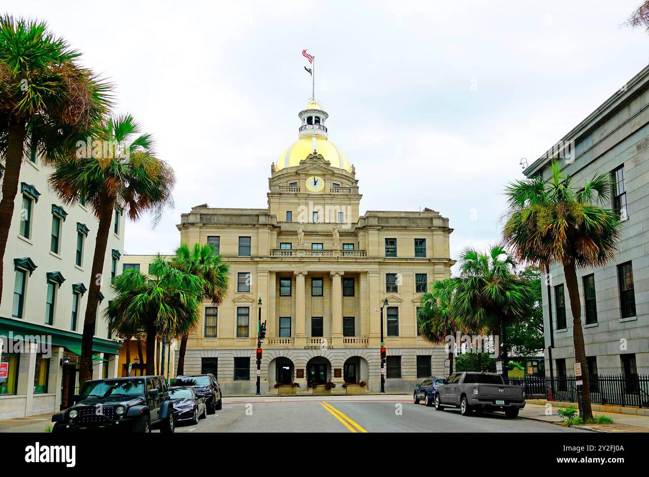 Old and famous City Hall located downtown in historic Savannah, Georgia ...