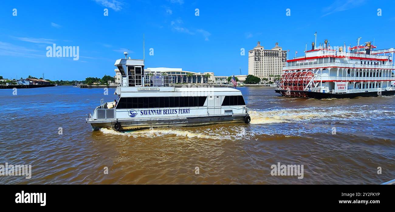 Savannah Bell free river ride on the Savannah River in historic Savannah, Georgia . Created ...