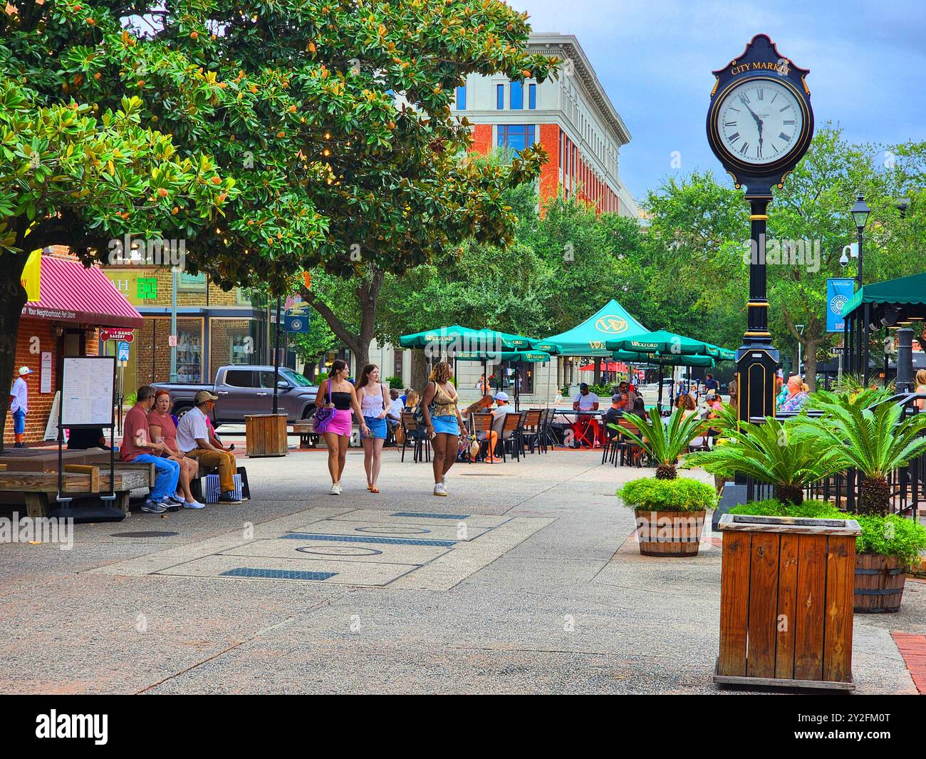 The quaint and famous and popular city market shopping district in ...