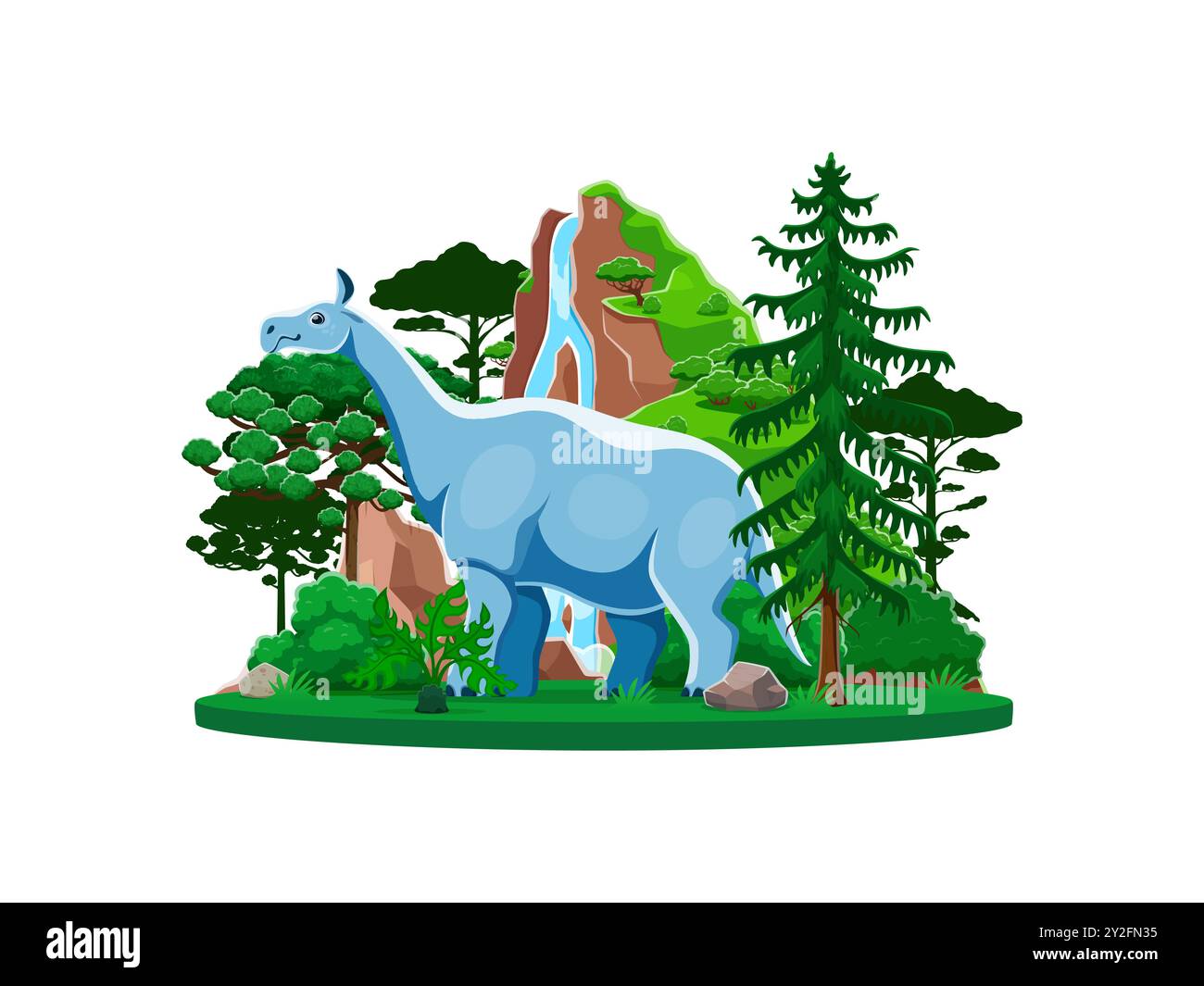 Indricotherium prehistoric dinosaur in jungle landscape with lush trees ...