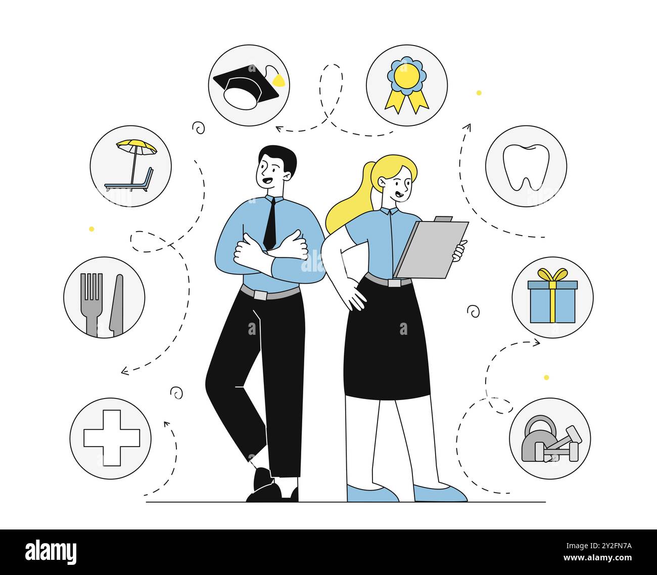 Employee benefits line icons Cut Out Stock Images & Pictures - Alamy