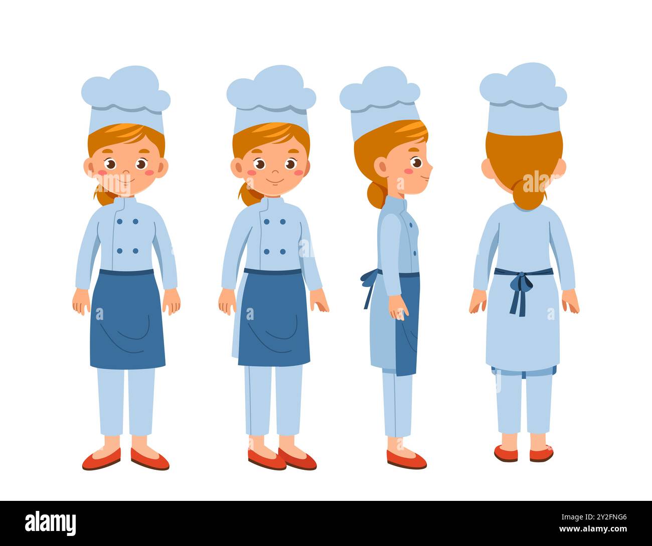 Female chef constructor. Girl in cooking hat walk. Kit for creating ...