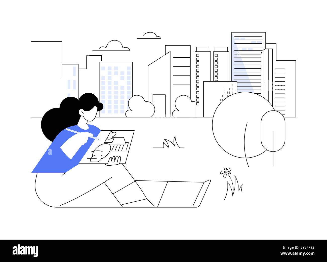 Urban Sketching Isolated Cartoon Vector Illustrations Stock Vector