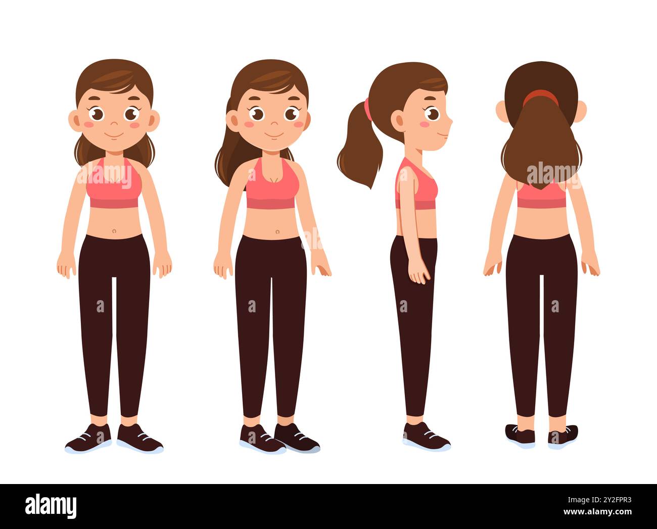 Fitness girl constructor. Woman in sportive uniform stand. Kit for ...