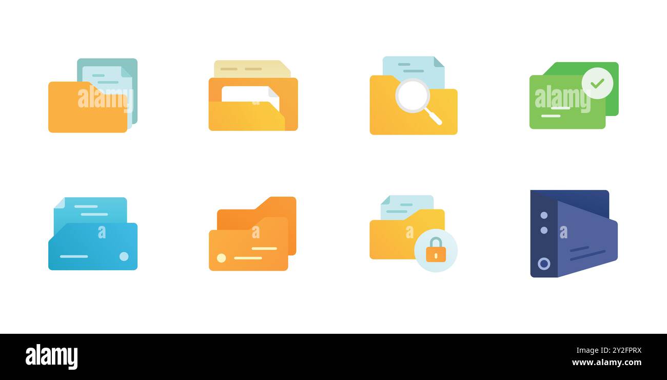 Minimalist folder and file container illustration set design Stock ...