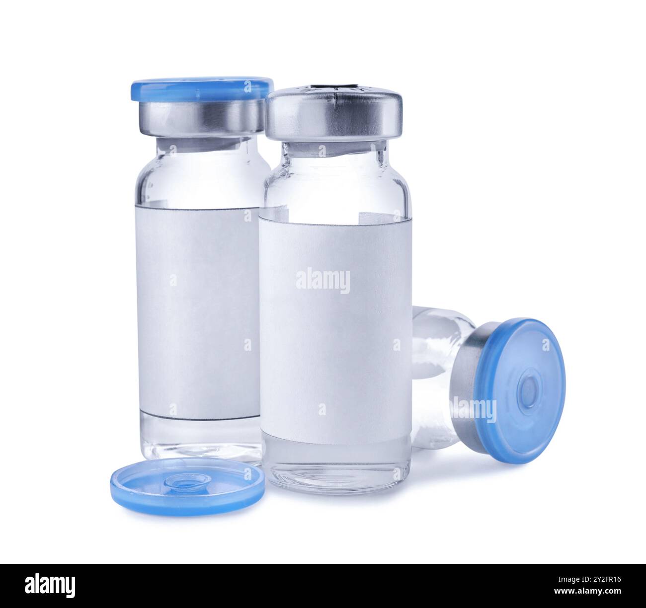 Medication in glass vials on white background Stock Photo - Alamy
