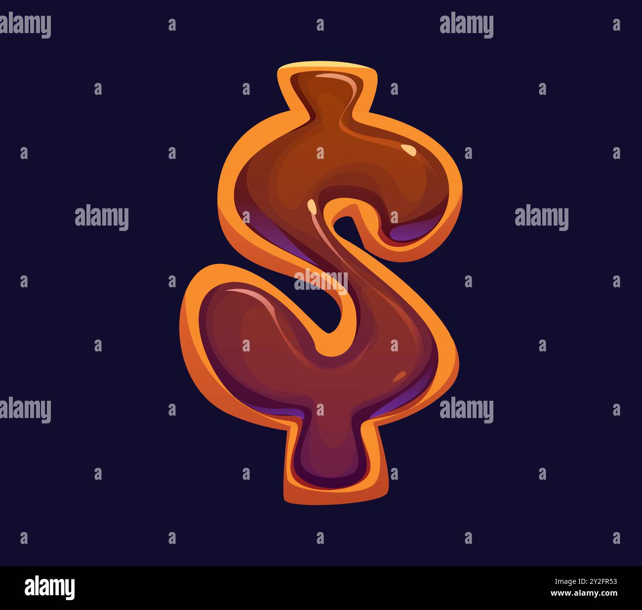 Cartoon dollar sign chocolate cookie, candy and confectionery alphabet ...