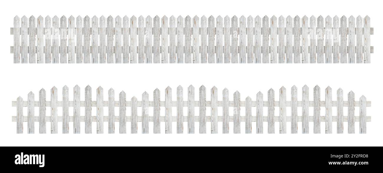 Different wooden fences isolated on white, set Stock Photo - Alamy