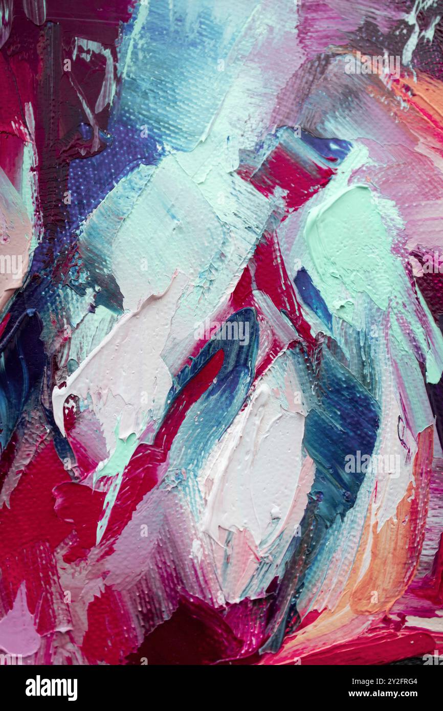 Abstract acrylic painting with vibrant colors and dynamic brush strokes ...