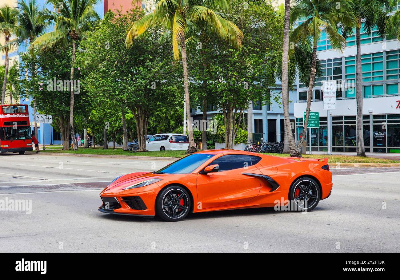 Miami Beach, Florida USA - June 8, 2024: 2020 Chevrolet Corvette 3LT ...