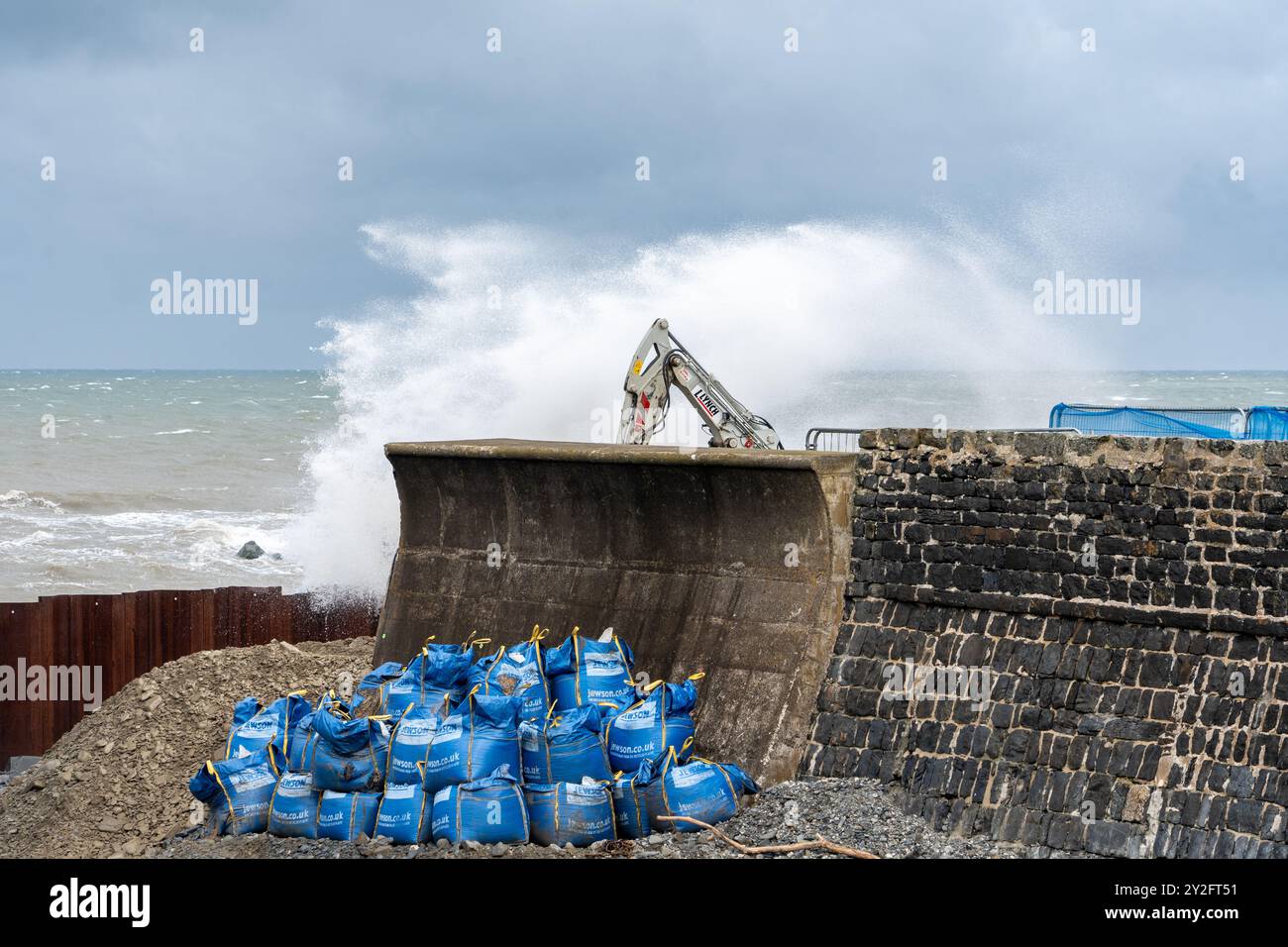 Aberaeron coastal defence scheme work underway to increase the town's ...