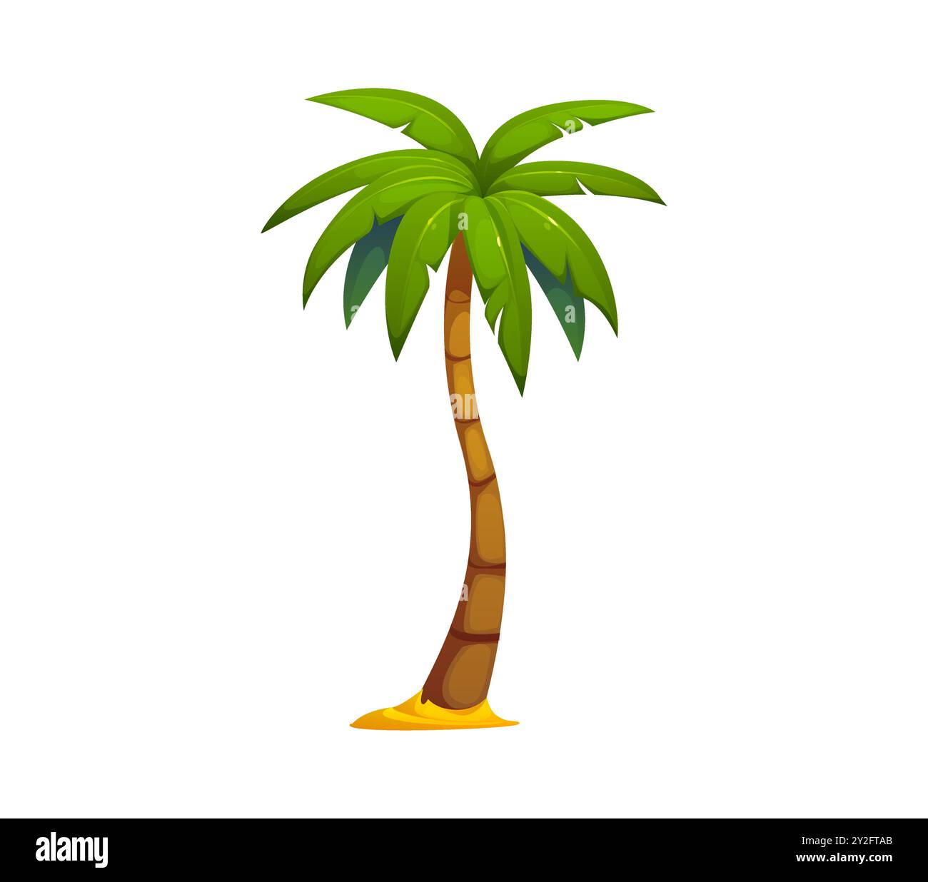 Cartoon jungle coconut and banana palm tree with a tall, curved trunk ...
