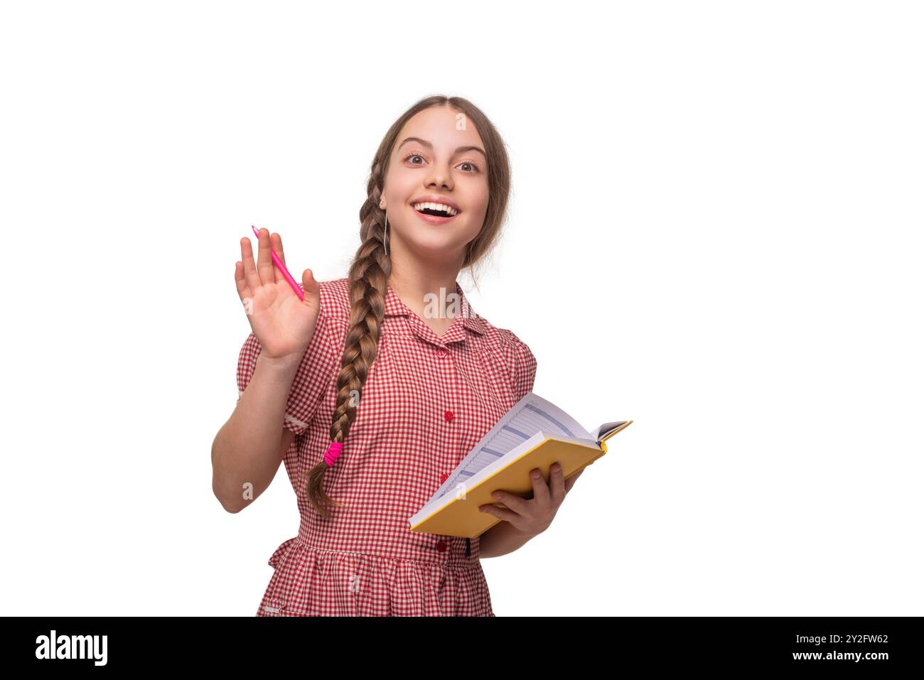 Teen girl writing in school notes. Thinking and taking notes. School ...