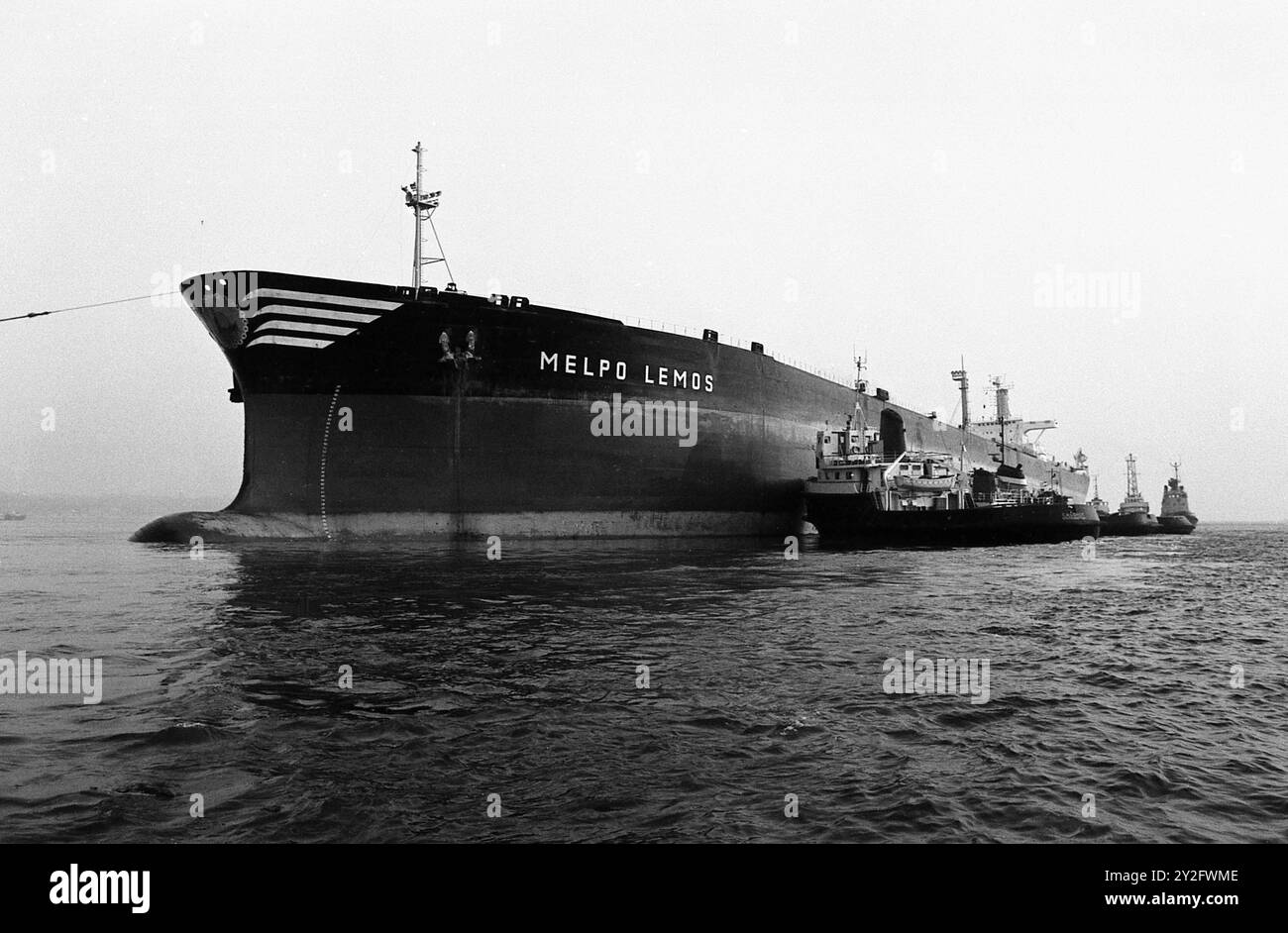 Oil tanker in the solent Black and White Stock Photos & Images - Alamy