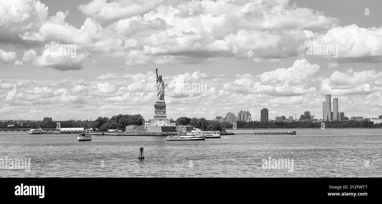 statue of liberty. Statue of Liberty over the Scene of New york ...
