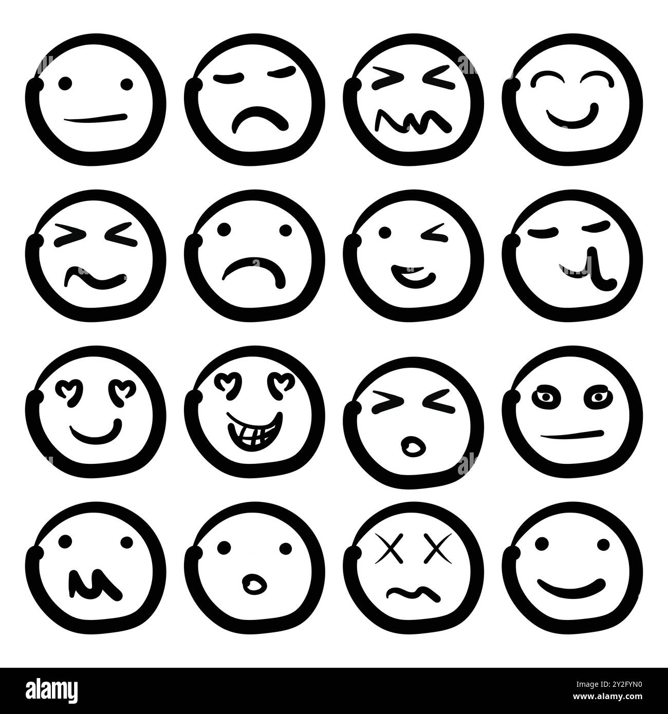 Hand drawn sad emoticons Cut Out Stock Images & Pictures - Alamy