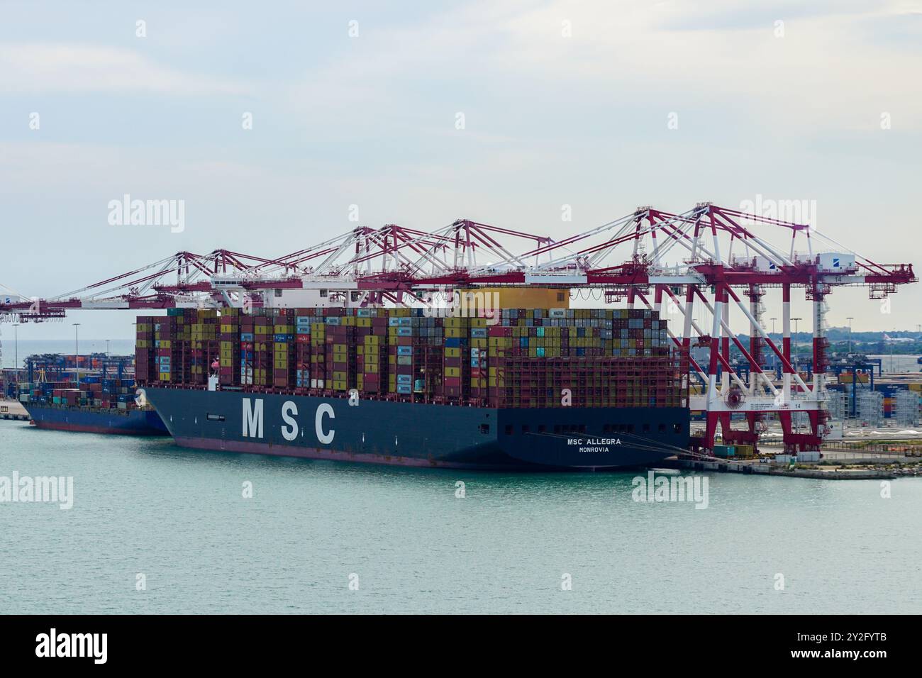 Barcelona, Spain- May 25, 2024: fully loaded container ship MSC Allegra ...