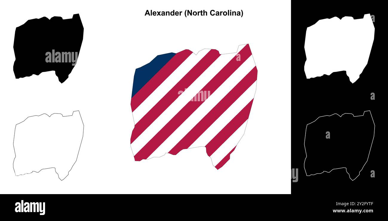 Alexander County (North Carolina) outline map set Stock Vector Image ...