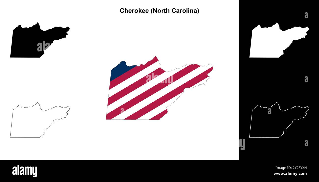 Cherokee County (North Carolina) outline map set Stock Vector Image ...