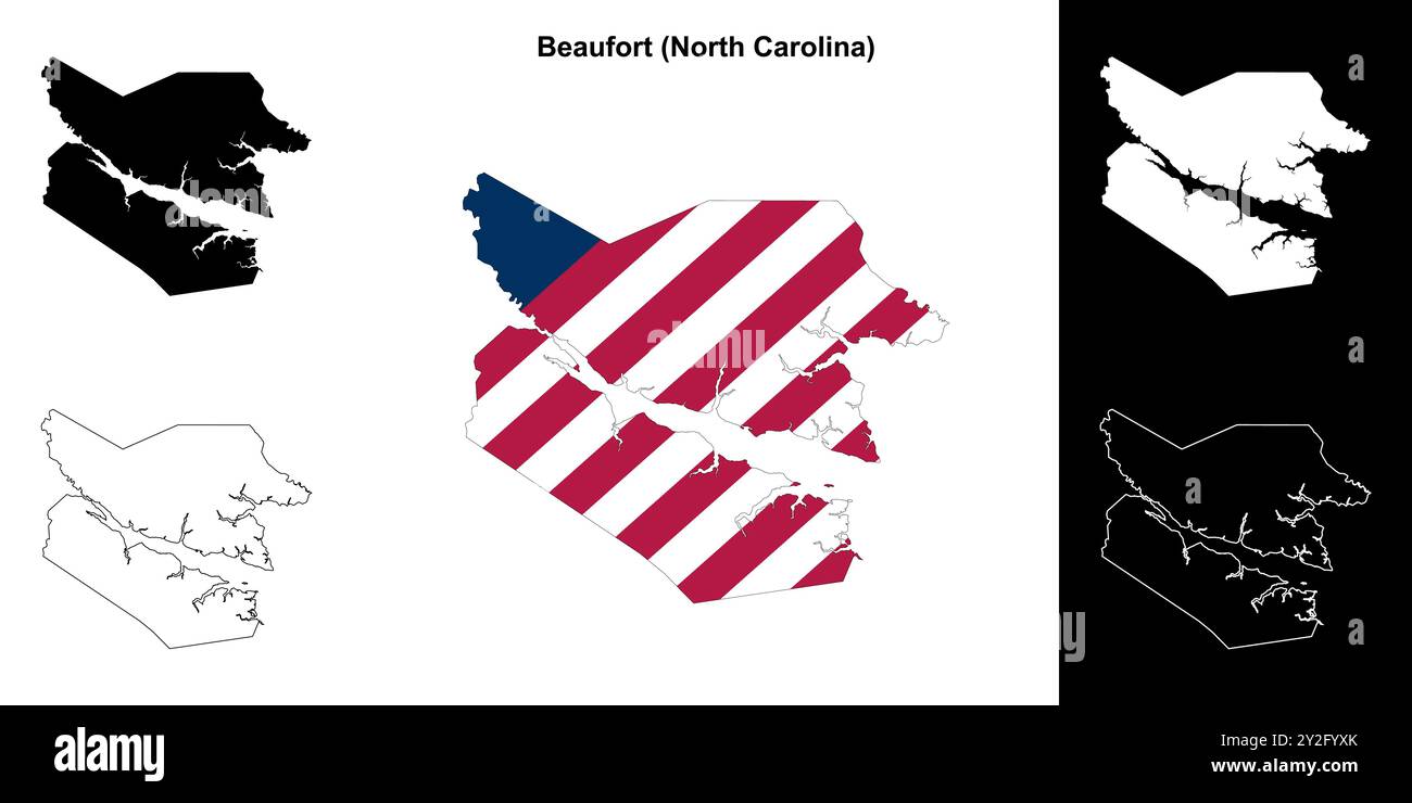 Beaufort County (North Carolina) outline map set Stock Vector Image ...