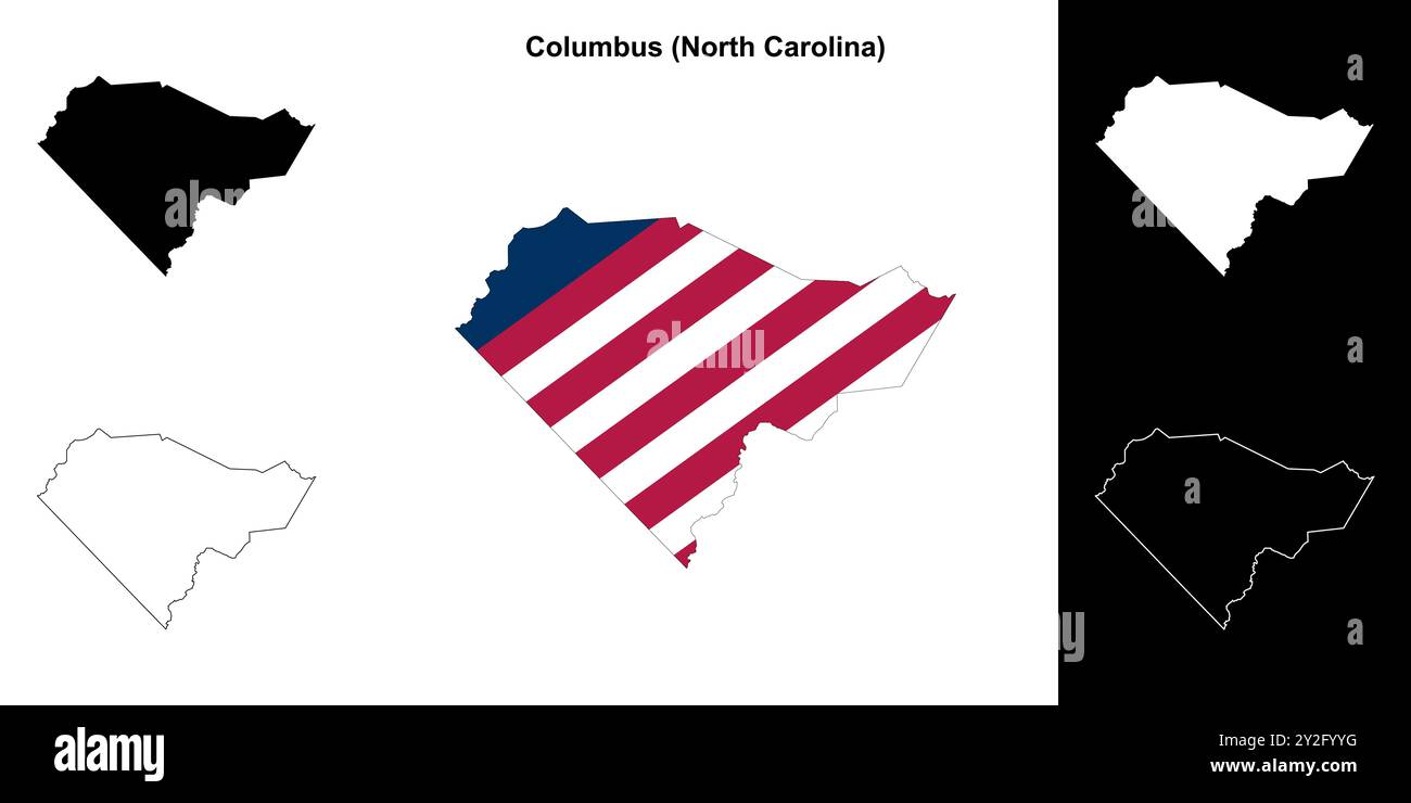 Columbus County (North Carolina) outline map set Stock Vector Image ...