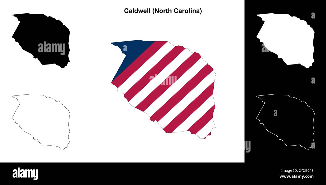 Caldwell County (North Carolina) outline map set Stock Vector Image ...