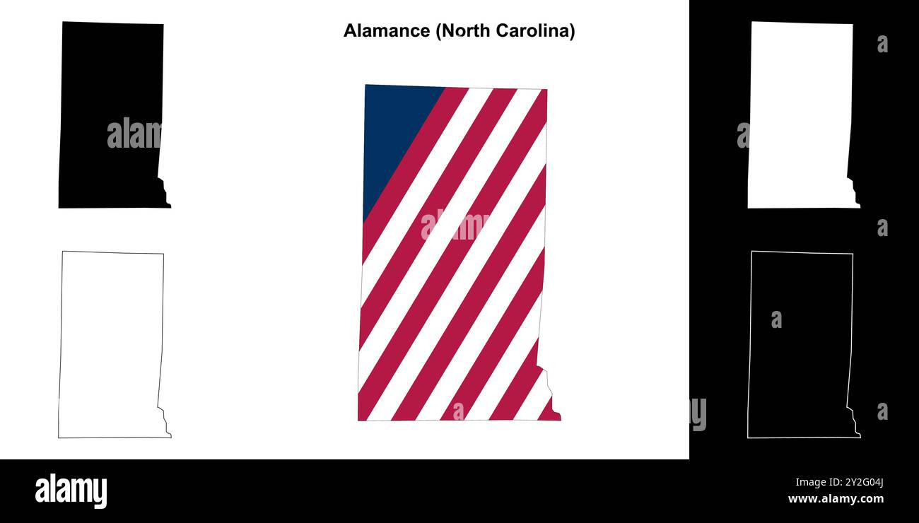 Alamance County (North Carolina) outline map set Stock Vector Image ...