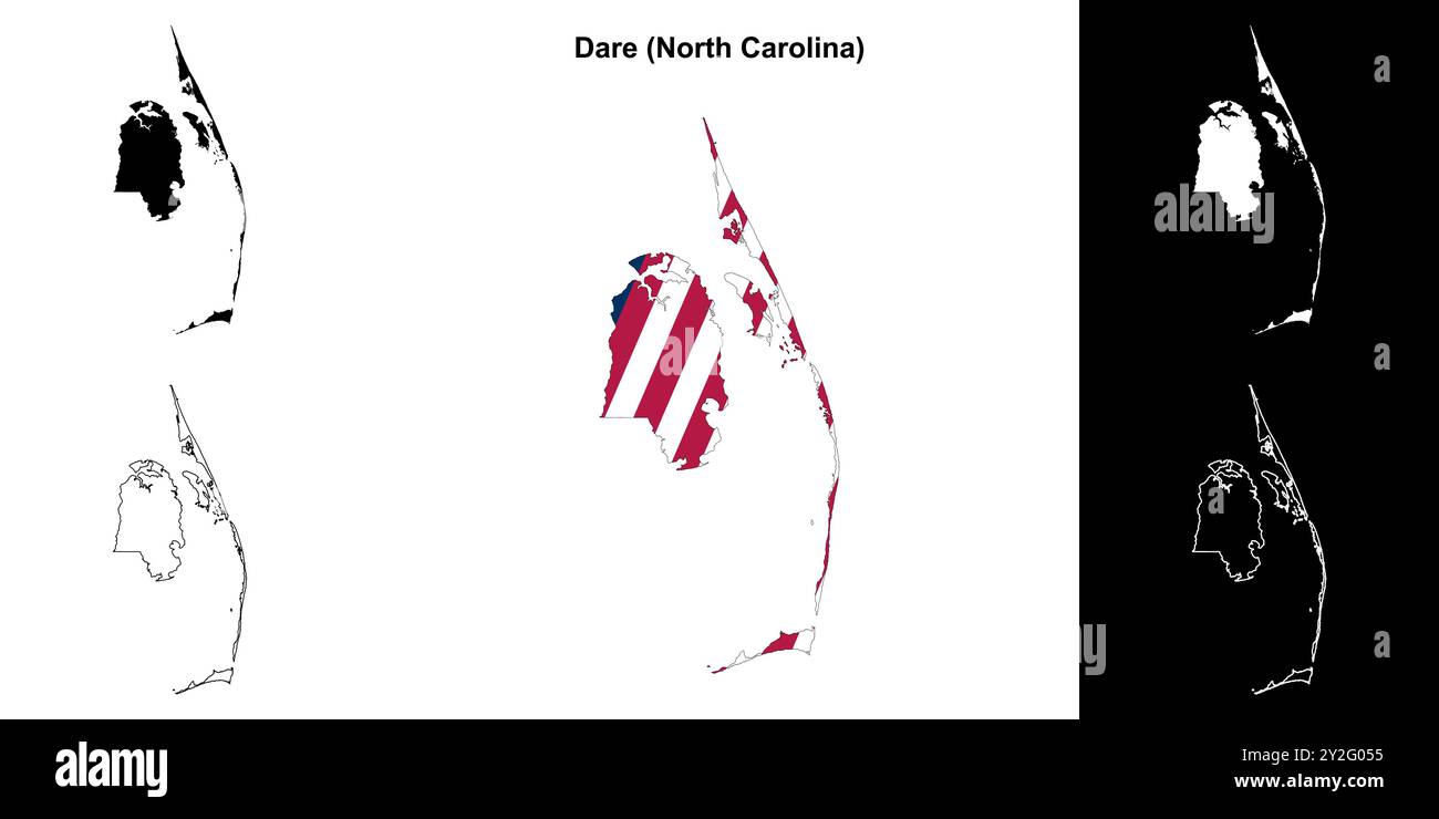 Dare County (North Carolina) outline map set Stock Vector Image & Art ...