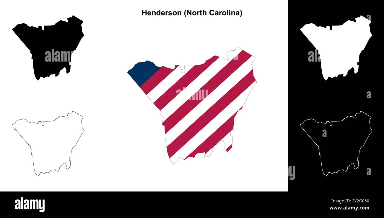Henderson County (North Carolina) outline map set Stock Vector Image ...