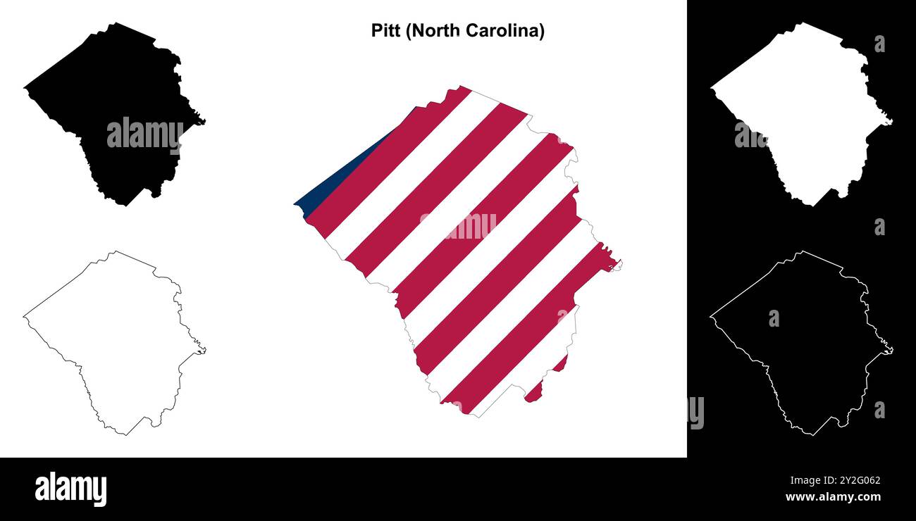 Pitt County (North Carolina) outline map set Stock Vector Image & Art ...