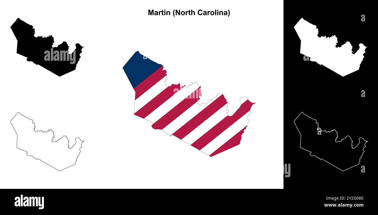Martin County (North Carolina) outline map set Stock Vector Image & Art ...