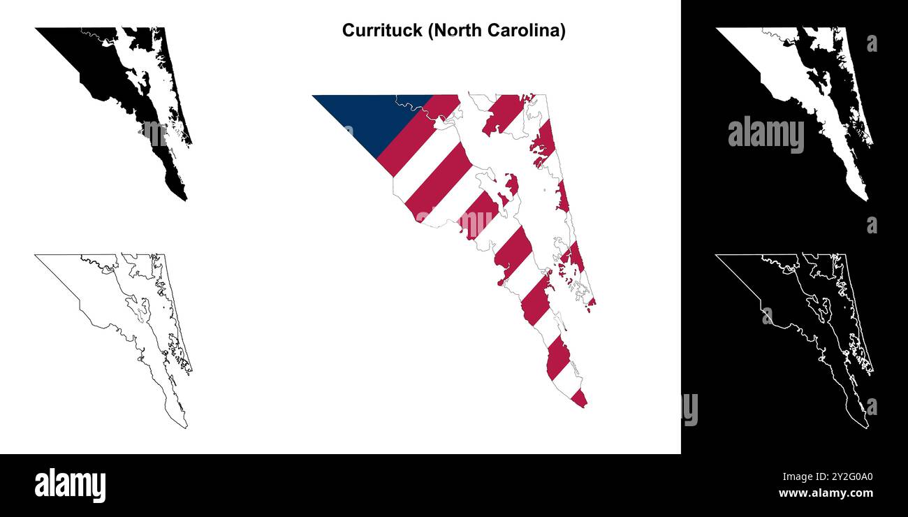 Currituck County (North Carolina) outline map set Stock Vector Image ...