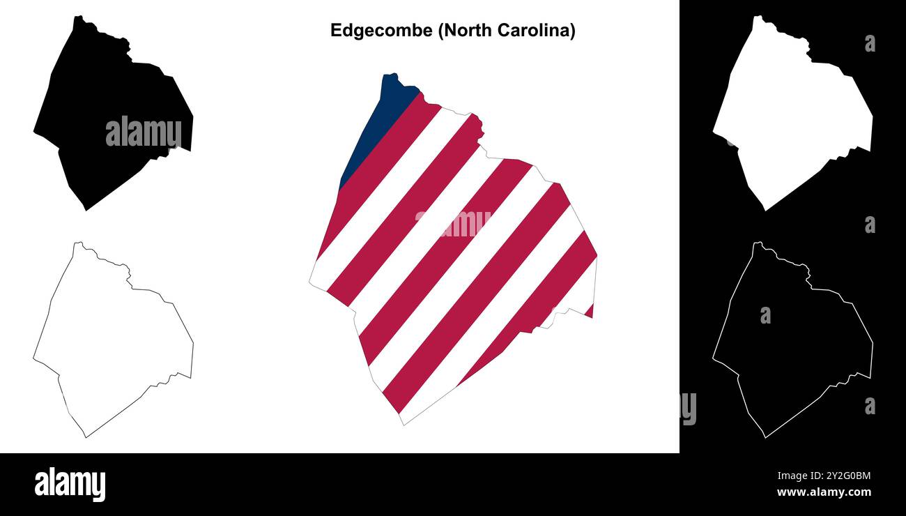 Edgecombe County (North Carolina) outline map set Stock Vector Image ...