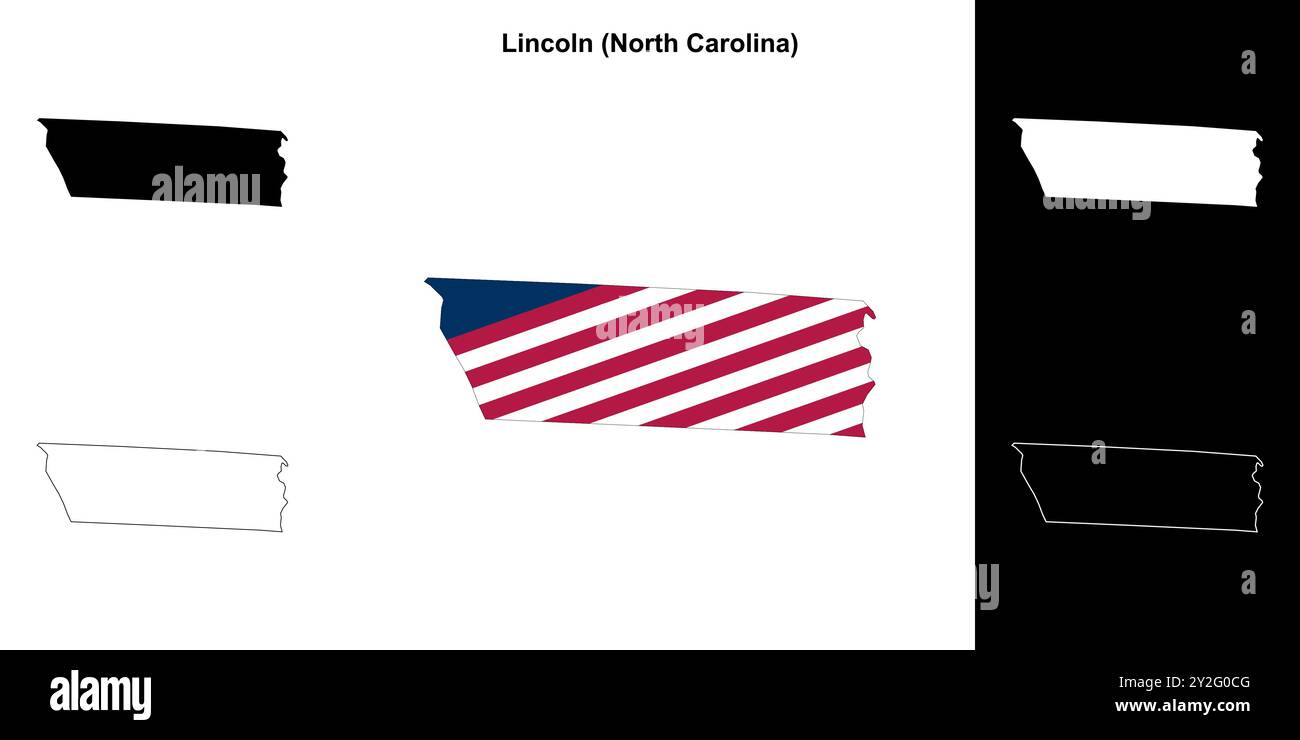 Lincoln County (North Carolina) outline map set Stock Vector Image ...