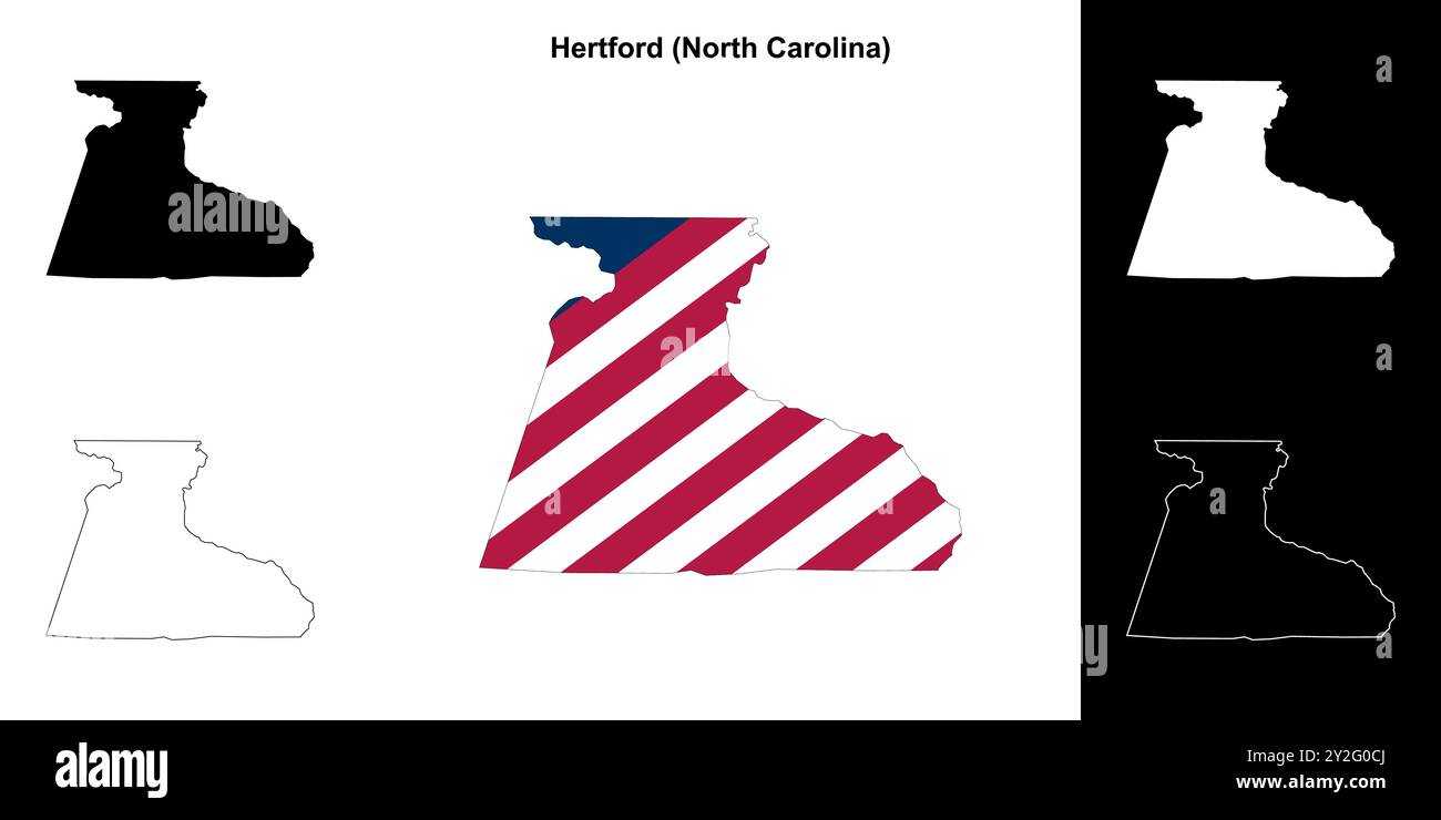 Hertford County (North Carolina) outline map set Stock Vector Image ...