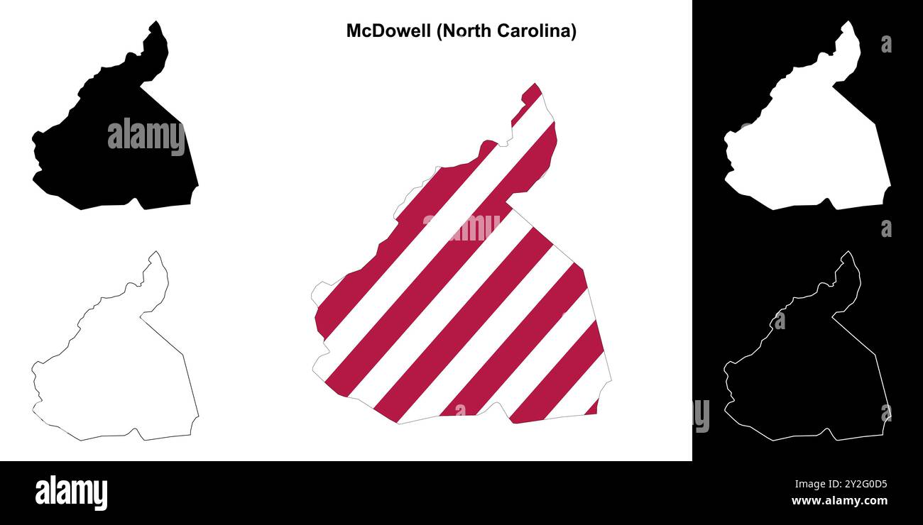 McDowell County (North Carolina) outline map set Stock Vector Image ...