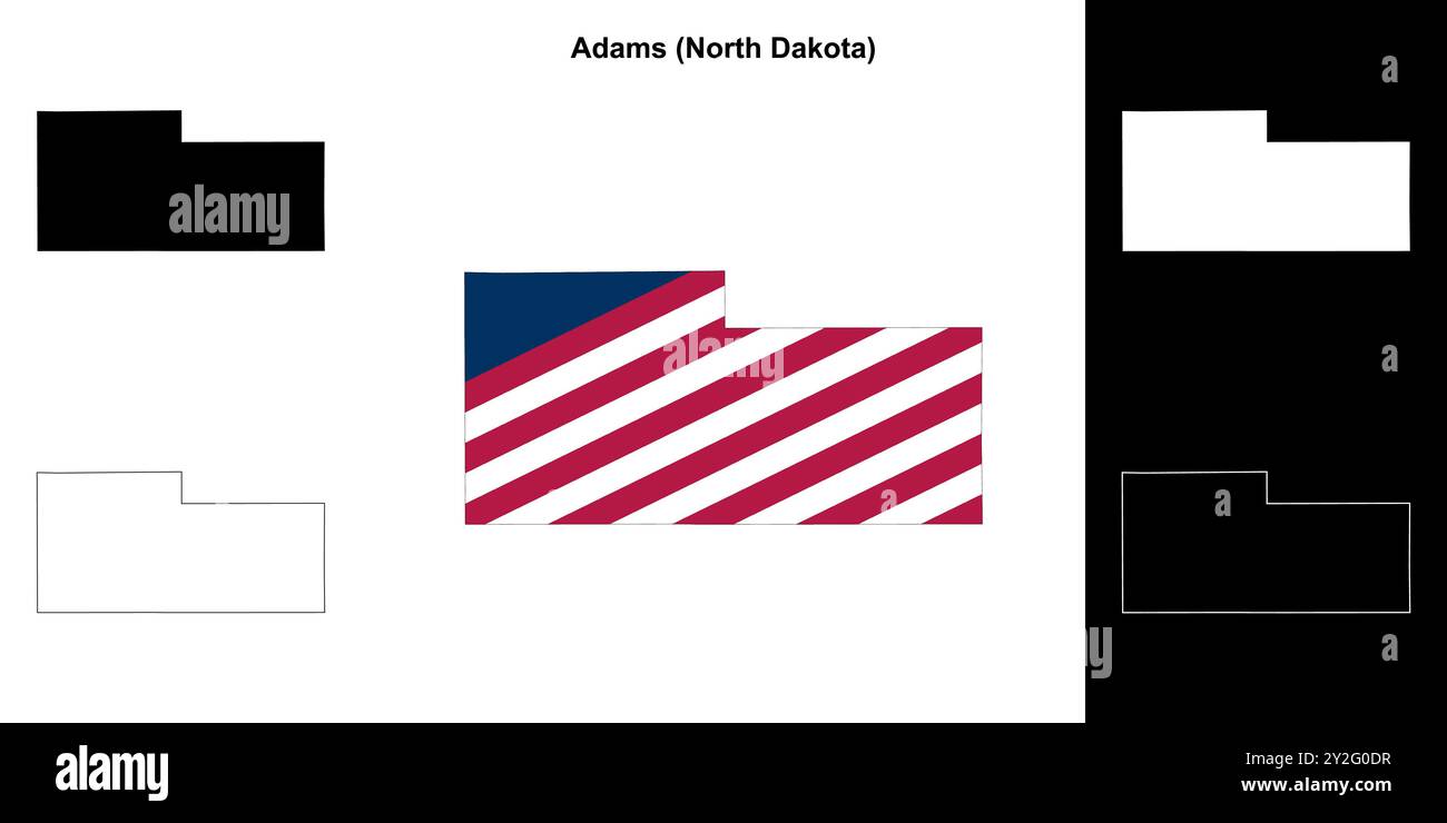 Adams County (North Dakota) outline map set Stock Vector Image & Art ...