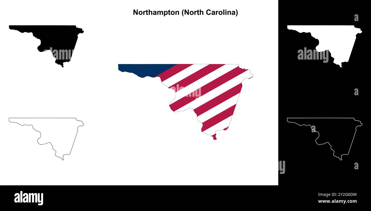 Northampton County (North Carolina) outline map set Stock Vector Image ...