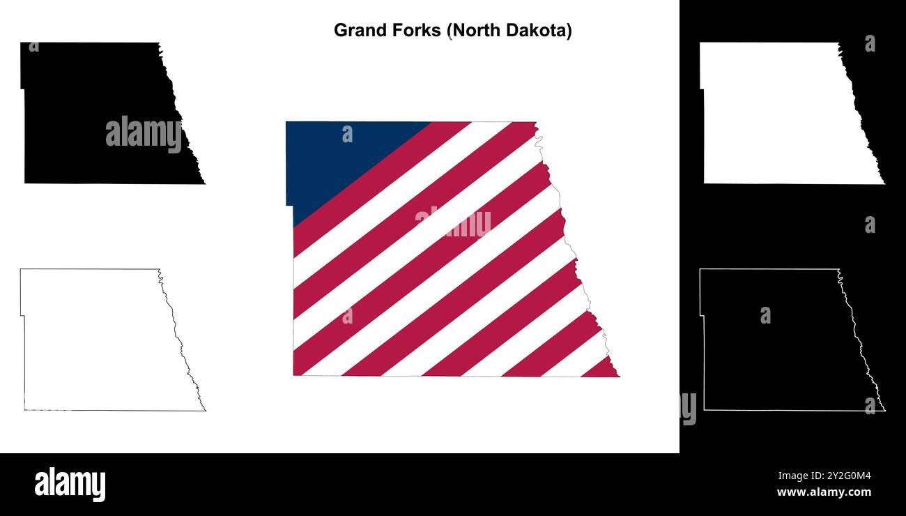 Grand Forks County (North Dakota) outline map set Stock Vector Image ...