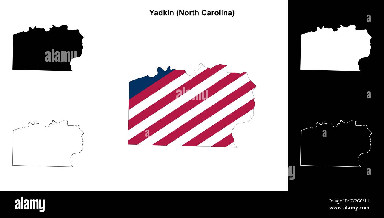 Yadkin County (North Carolina) outline map set Stock Vector Image & Art ...