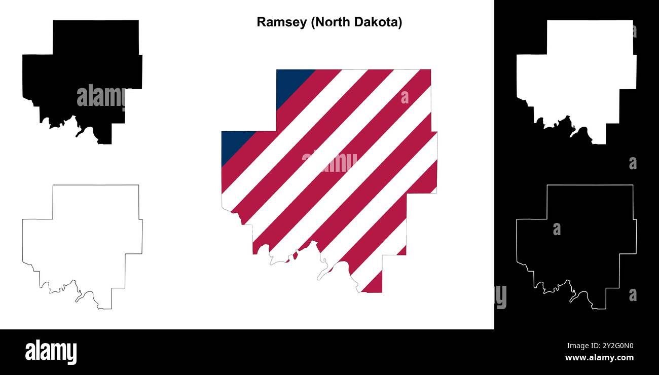 Ramsey County (North Dakota) outline map set Stock Vector Image & Art ...