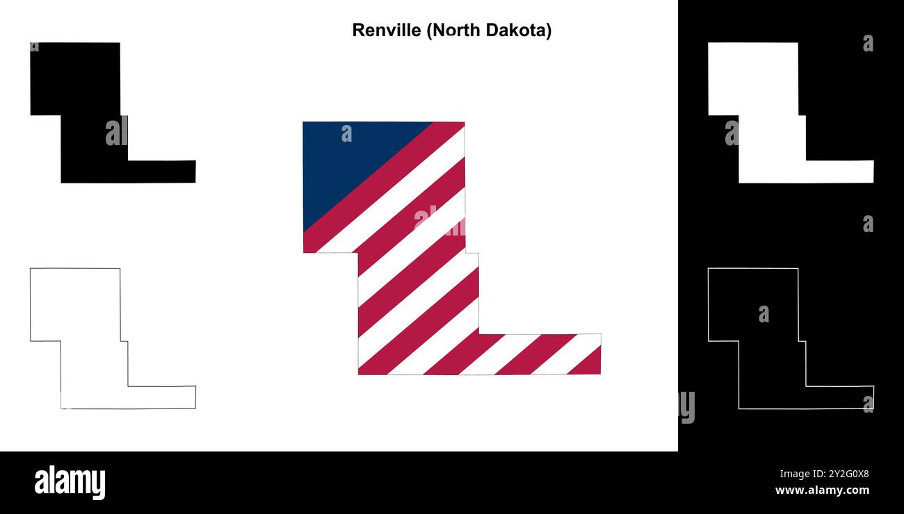 Renville County (North Dakota) outline map set Stock Vector Image & Art ...