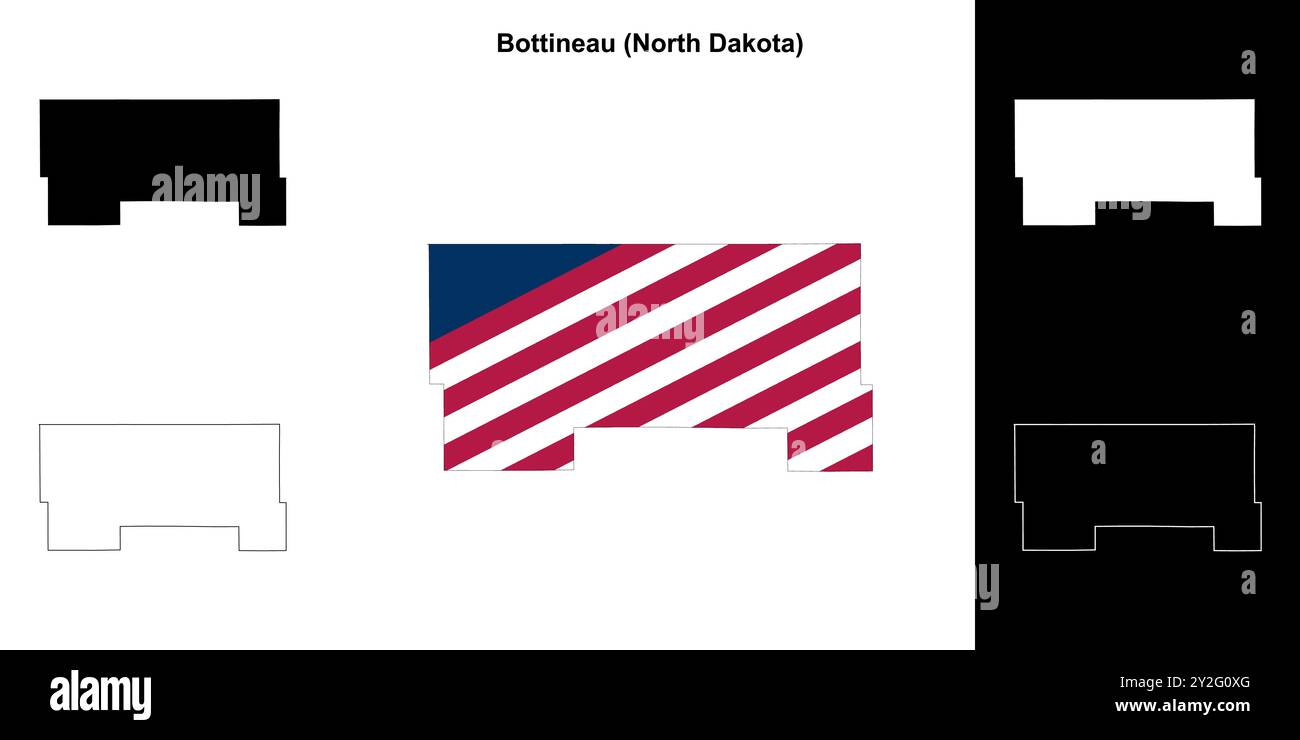 Bottineau County (North Dakota) outline map set Stock Vector Image ...