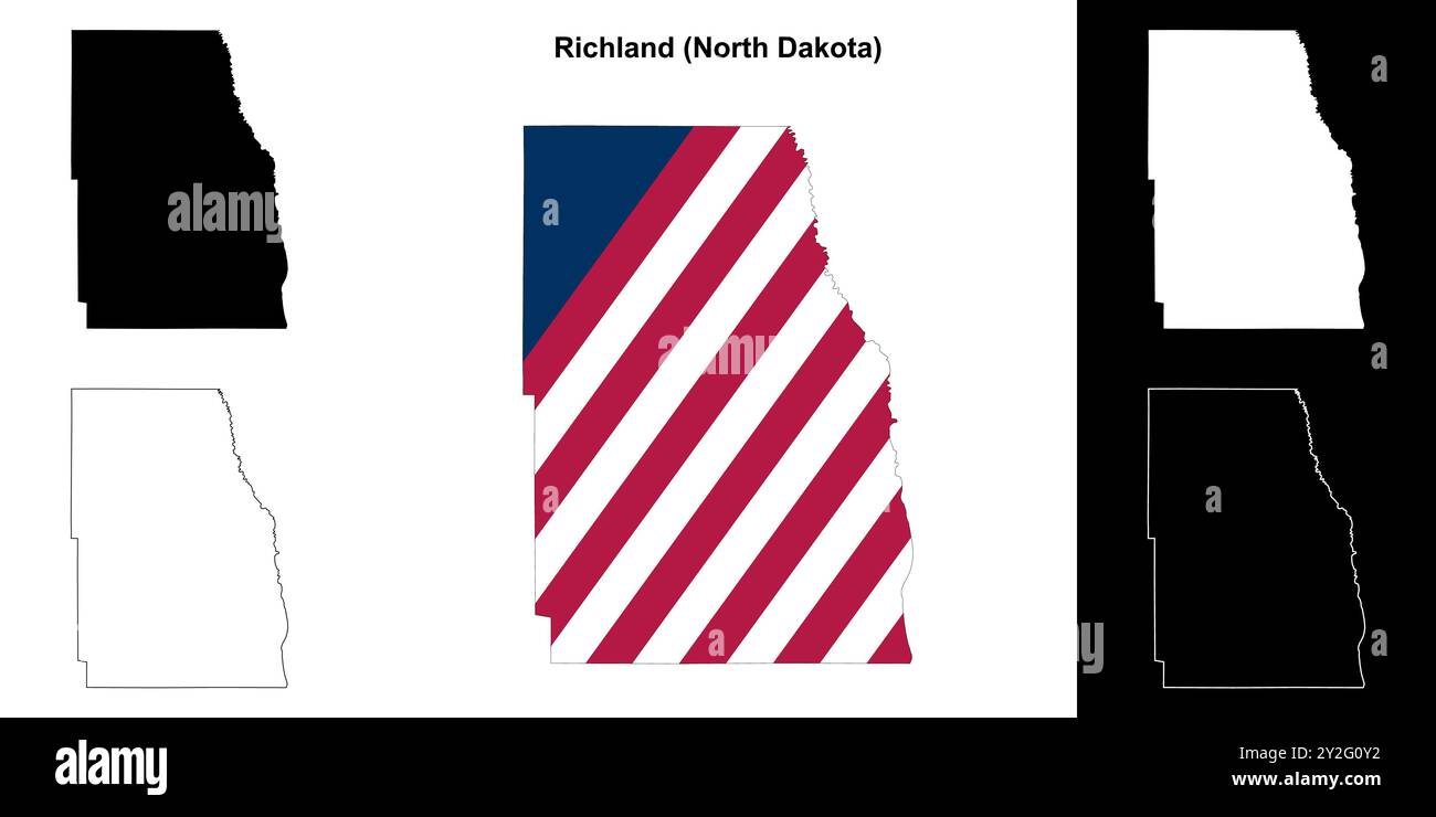 Richland County (North Dakota) outline map set Stock Vector Image & Art ...
