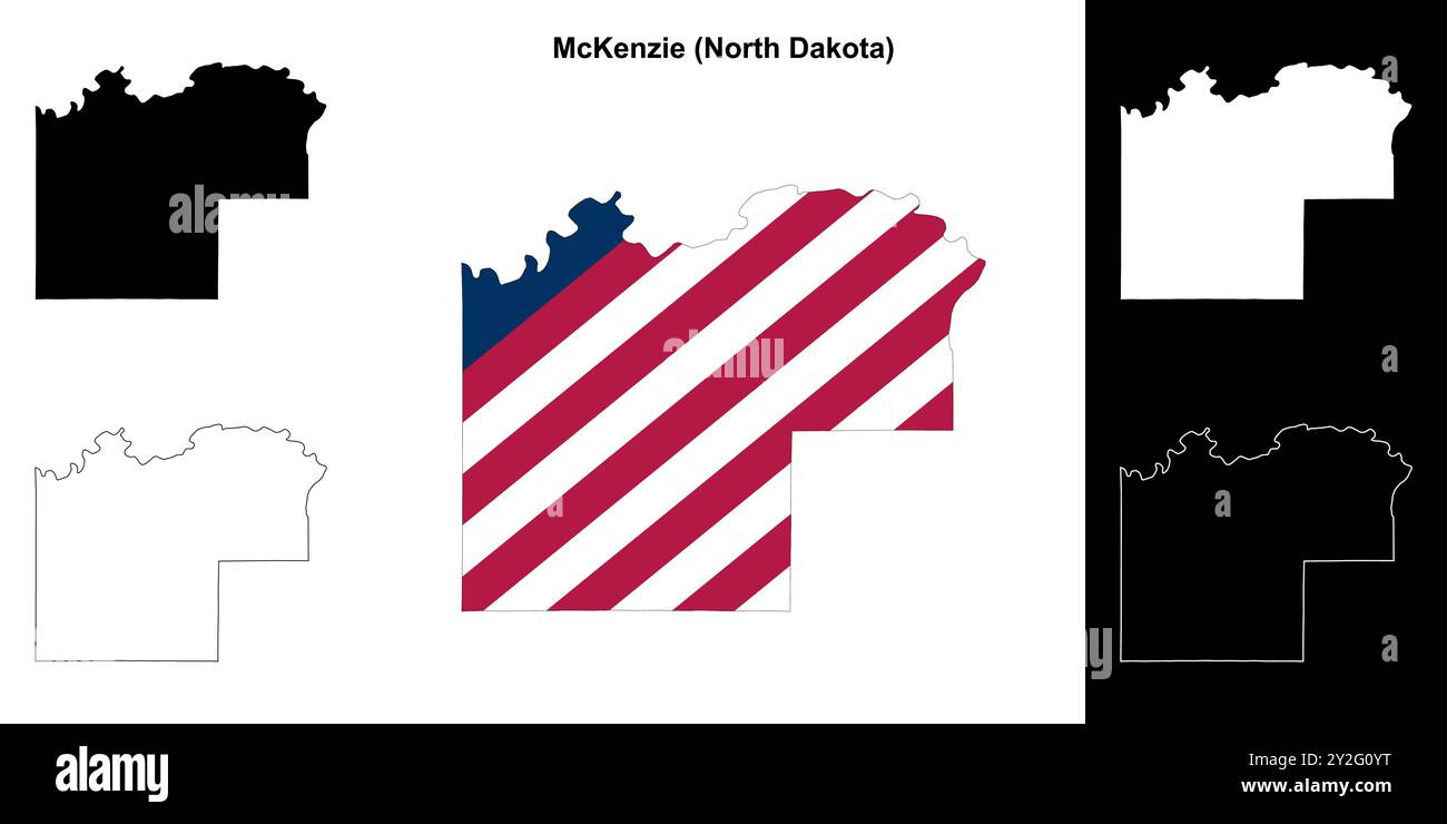 McKenzie County (North Dakota) outline map set Stock Vector Image & Art ...