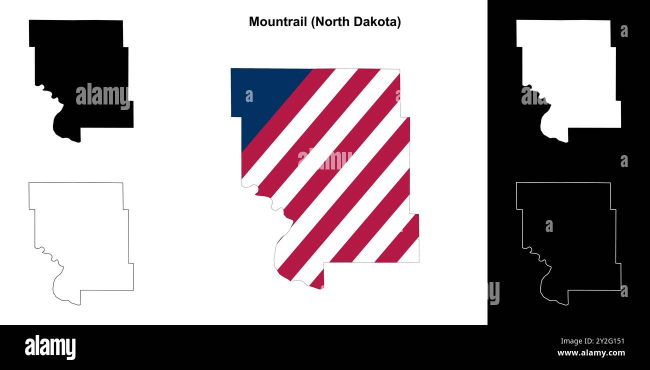 Mountrail County (North Dakota) outline map set Stock Vector Image ...