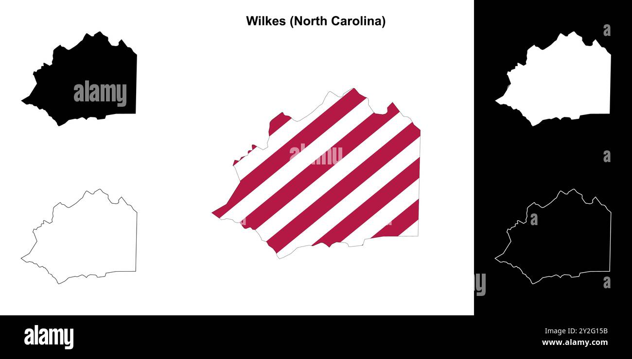 Wilkes County (North Carolina) outline map set Stock Vector Image & Art ...